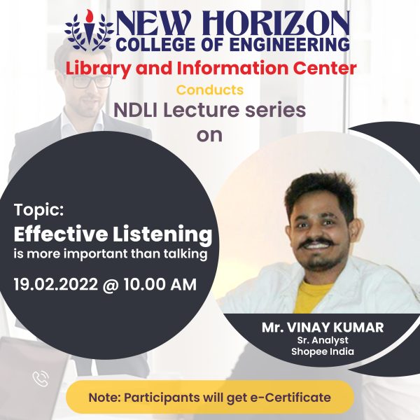 NDLI Activities - Library - New Horizon College of Engineering